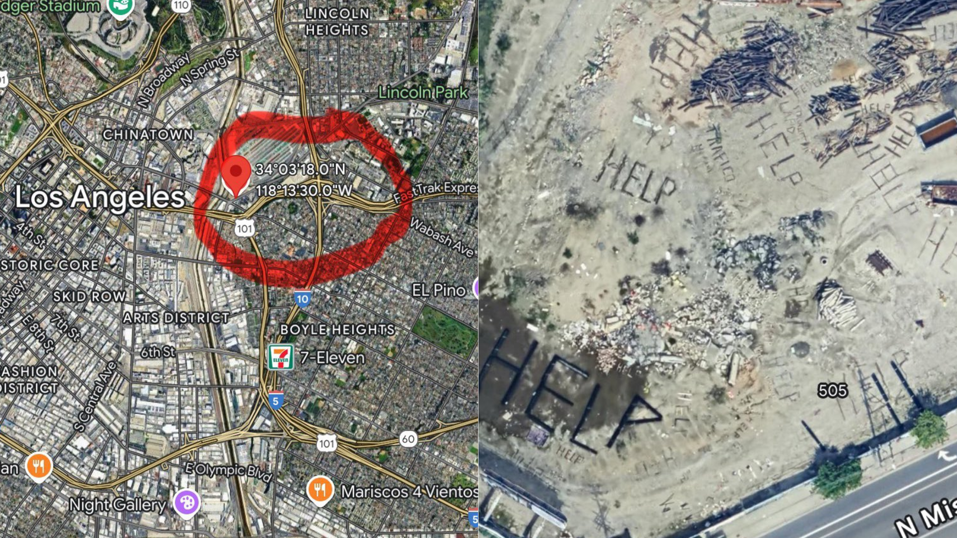 Video mensajes de ayuda vistos desde Google Maps en Los Ángeles: quién ...