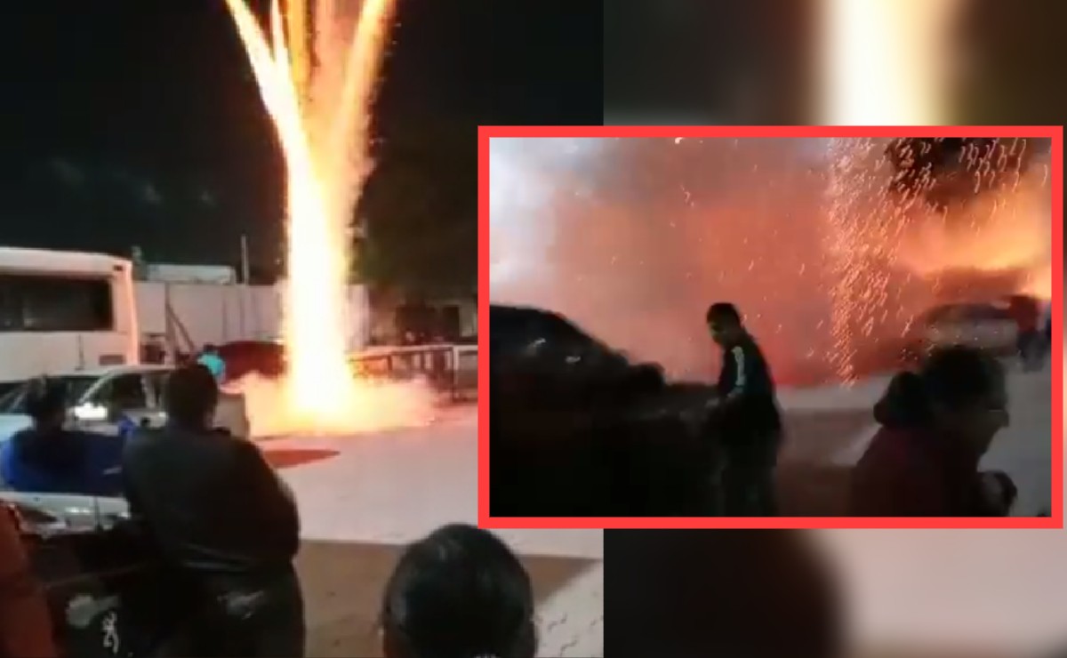 Querétaro: captan fuerte explosión de pirotecnia afuera de templo