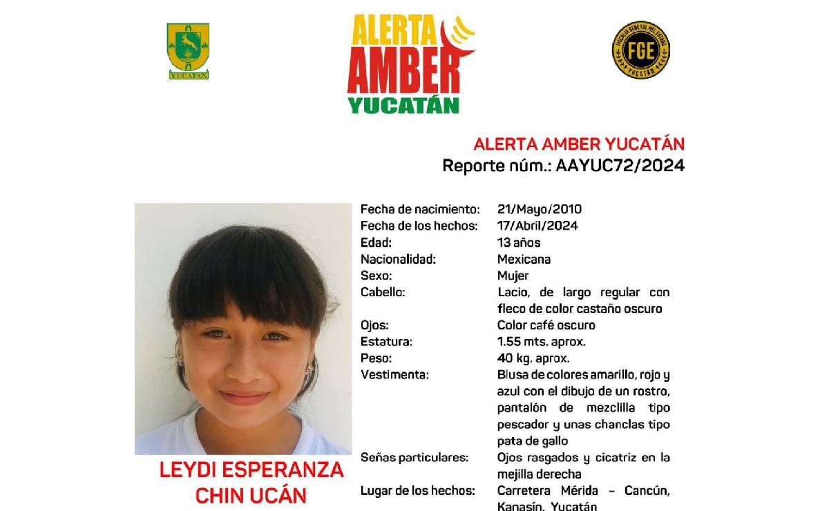 Alerta Amber: Buscan a Leydi Chin de 13 años de edad tras desaparecer ...