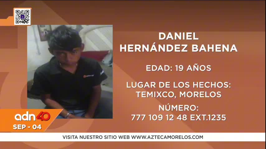 SERVICIO SOCIAL: Buscan a Daniel Hernández Bahena, desaparecido en Temixco
