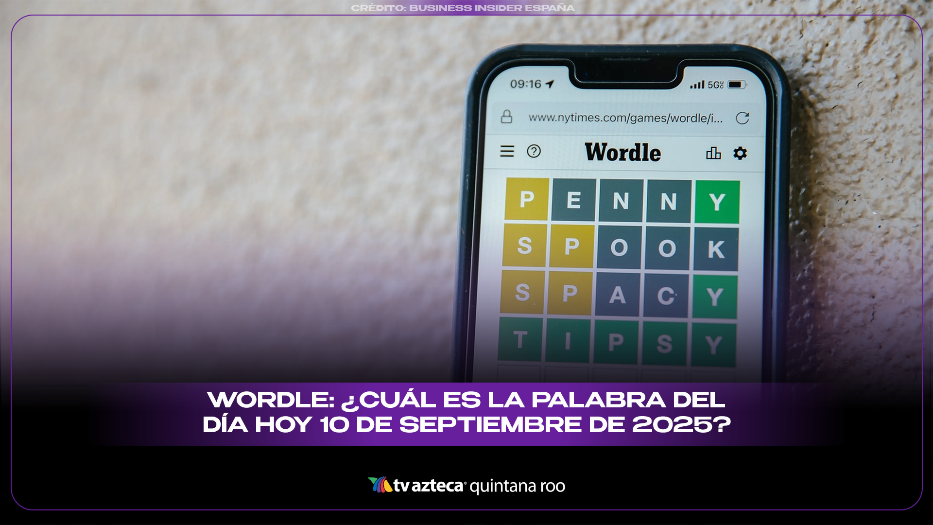 Wordle: ¿Cuál es la palabra del día HOY 10 de septiembre de 2025?