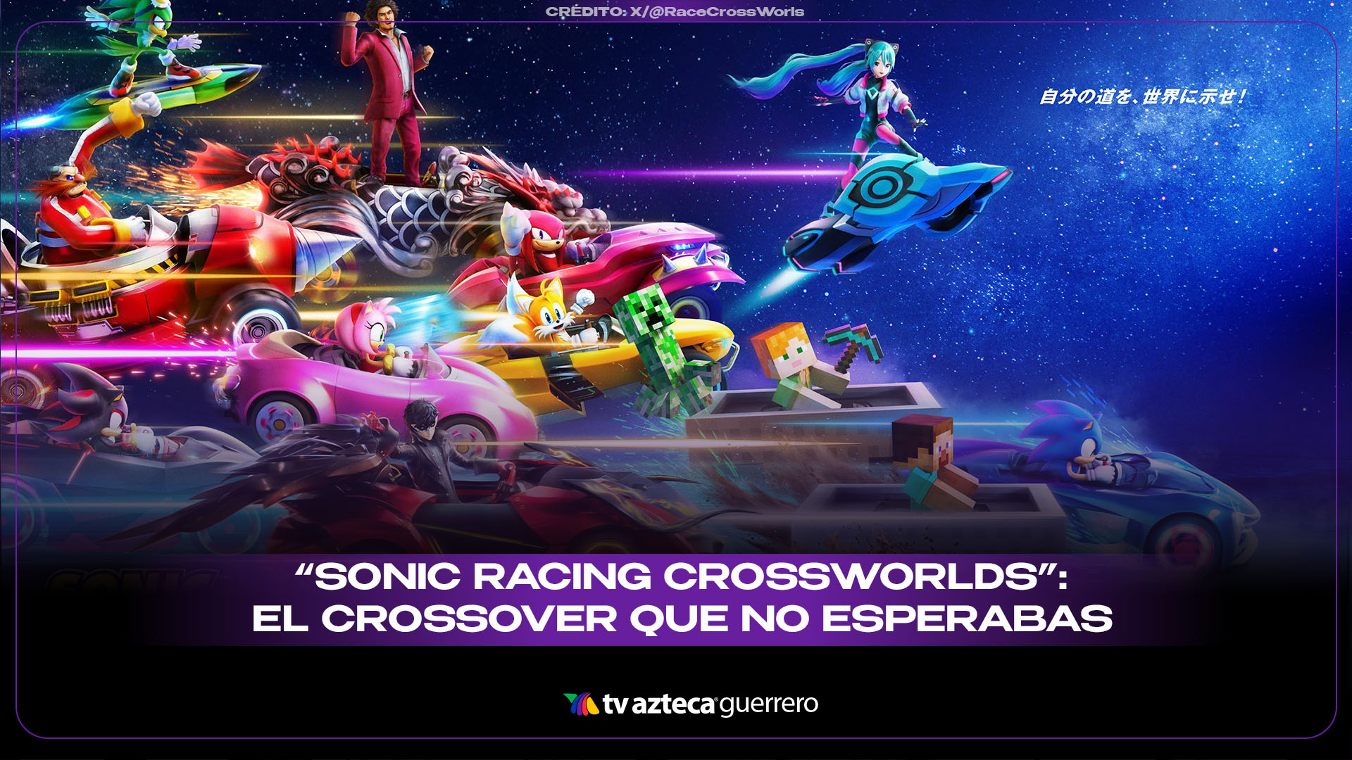 Hatsune Miku, Joker e Ichiban Kasuga en Sonic Racing: CrossWorlds