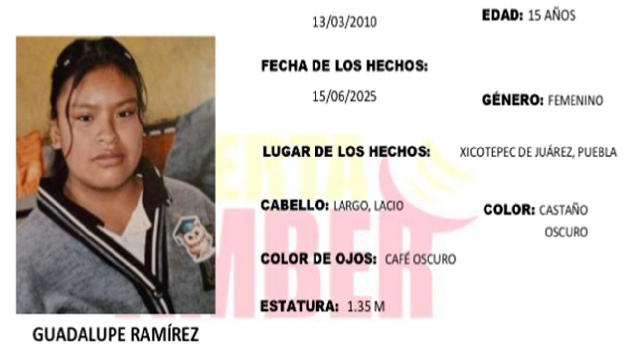 Guadalupe Ramírez Juárez es reportada como desaparecida en Puebla