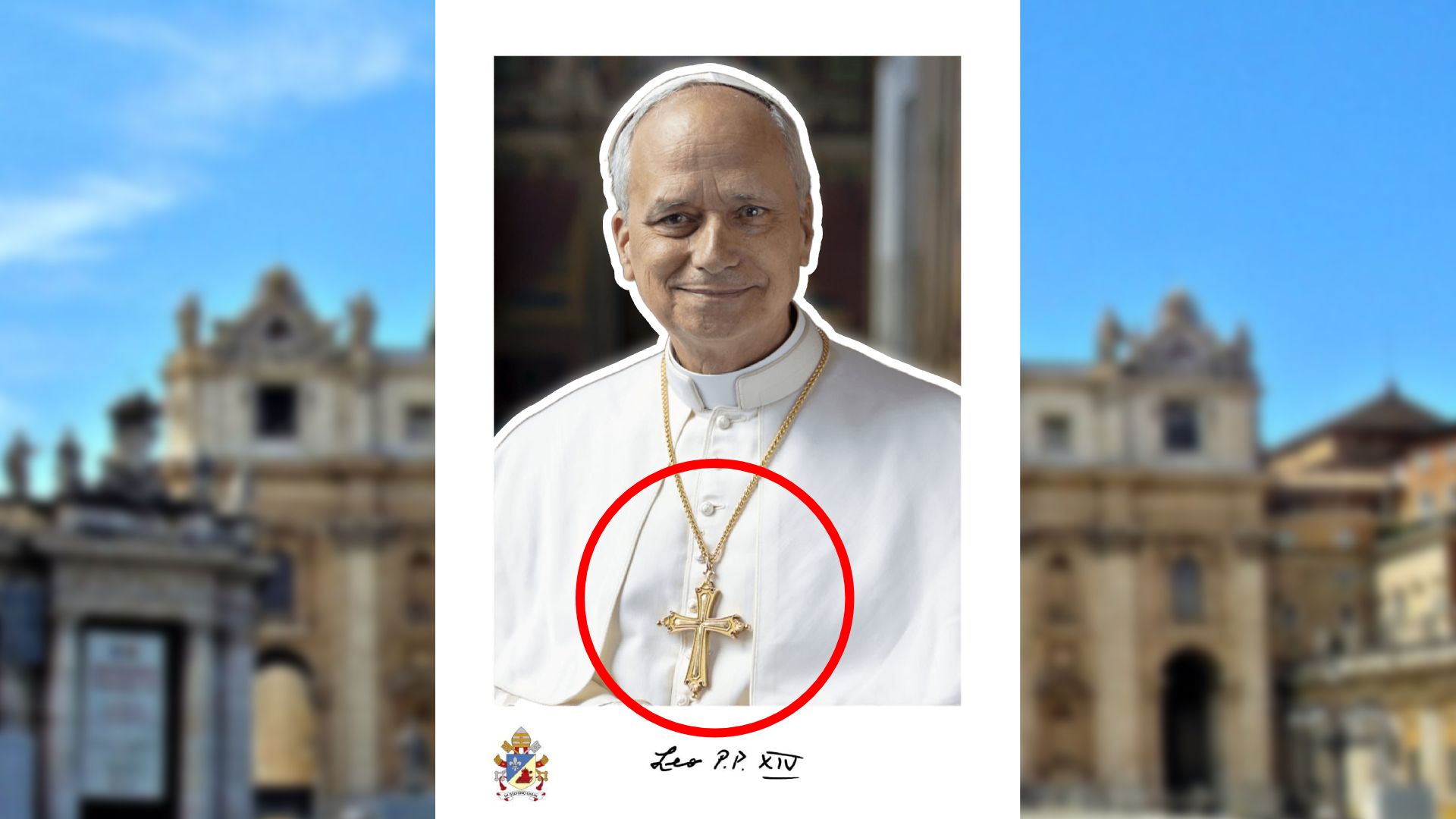 Foto oficial del Papa León XIV: Cruz relicario con restos de santos y ...