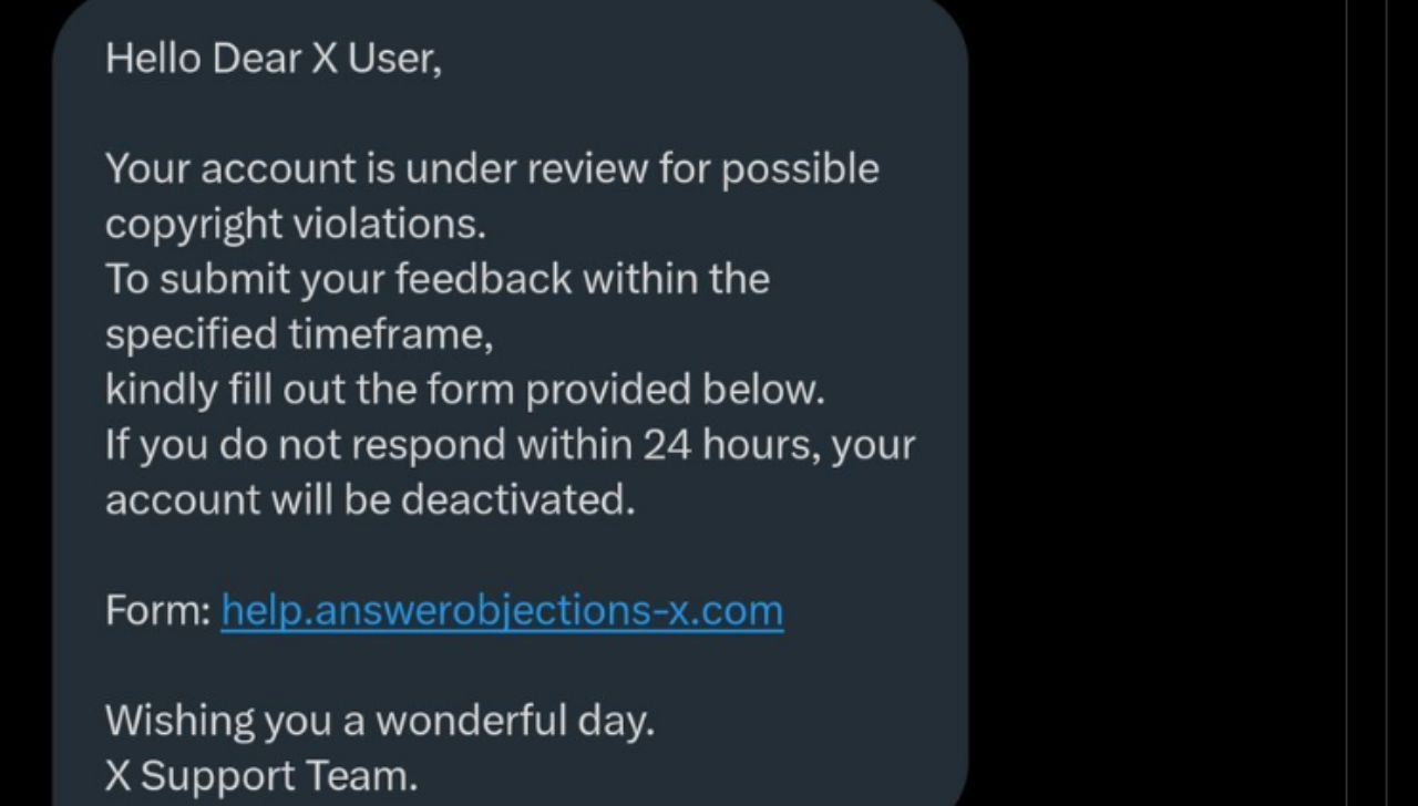 Si te llega este mensaje van a hackear tu cuenta de X; así puedes ...