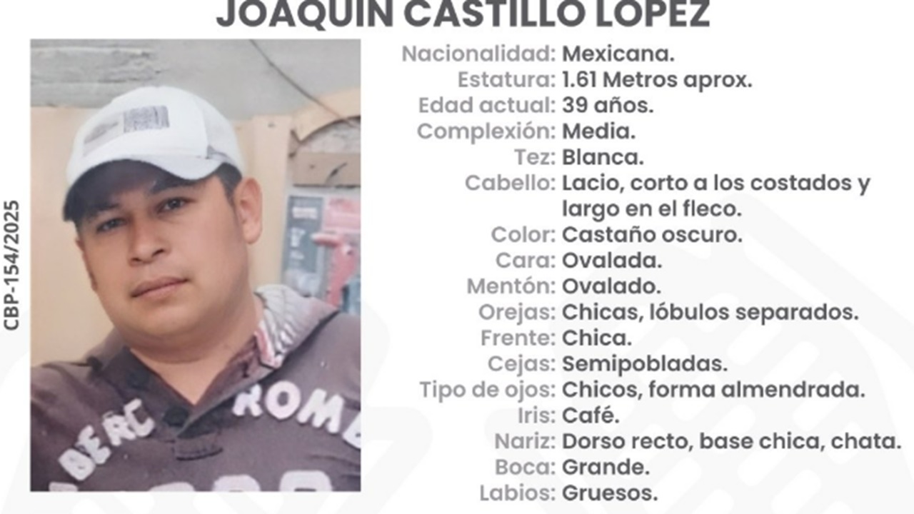 Joaquín Castillo López salió de su casa en Xonacatepec, Puebla y no volvió; está desaparecido