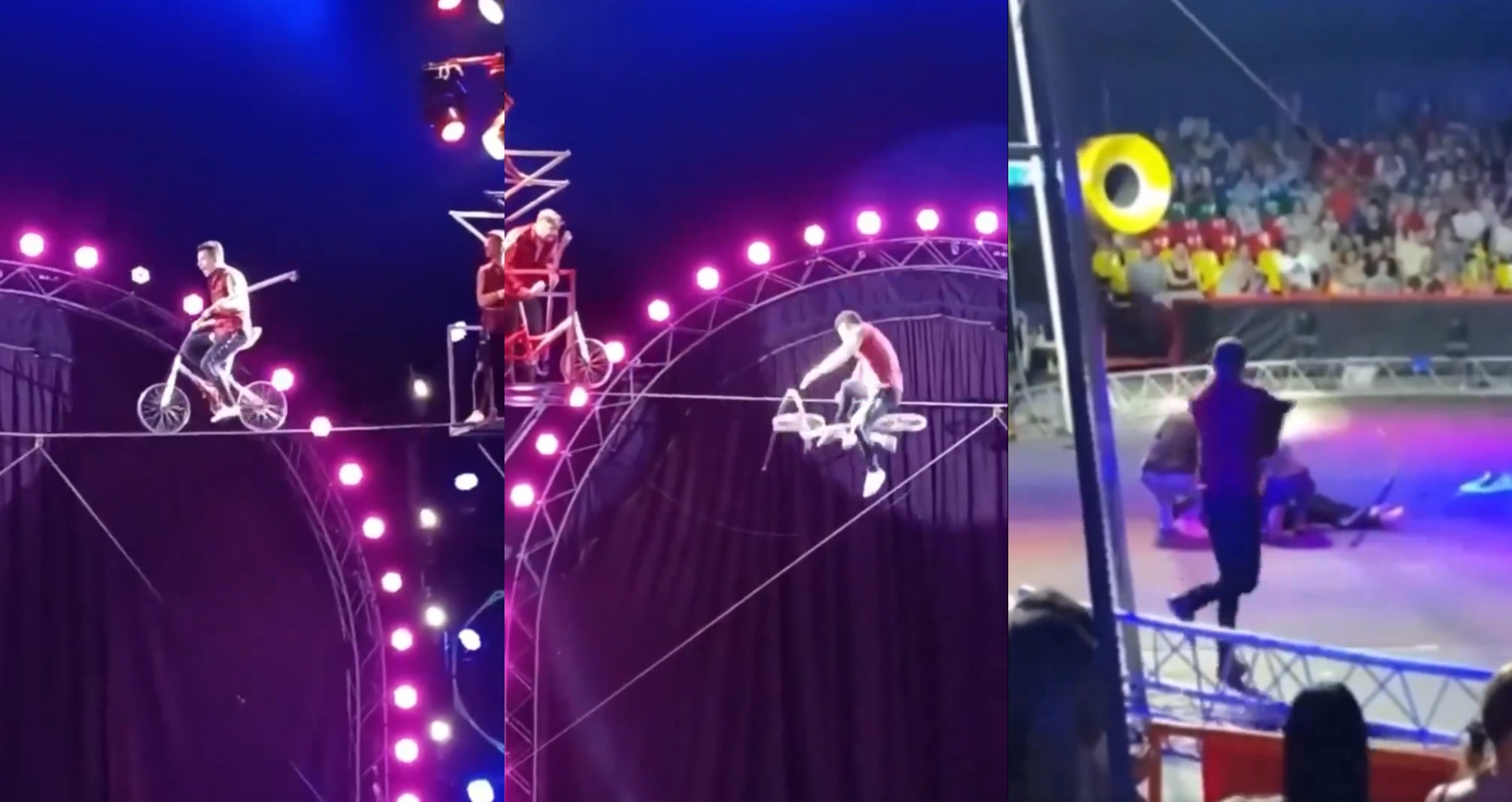 VIDEO: Acróbata pierde la vida al caer de la cuerda floja