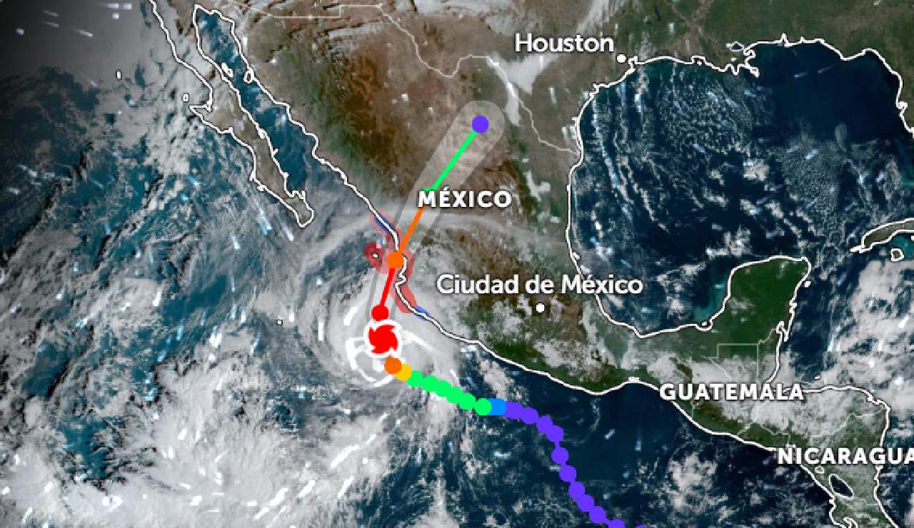 Trayectoría en tiempo real del huracán Roslyn, categoría 3