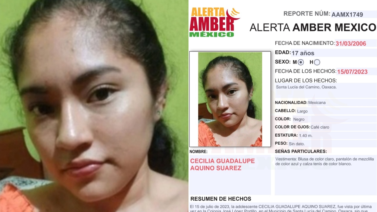Activan ALERTA AMBERpara hallar a Cecilia Aquino en Oaxaca