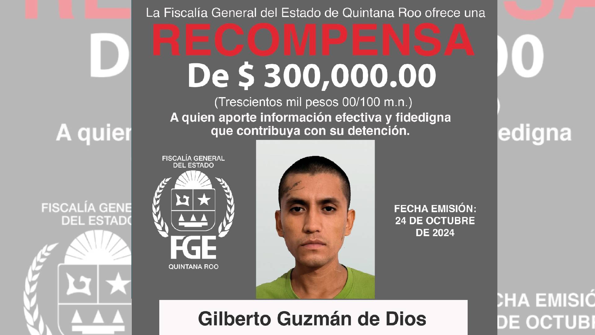 Ofrecen FGE recompensa a quién localice a Gilberto Guzmán de Dios; acusado de homicidio contra menor