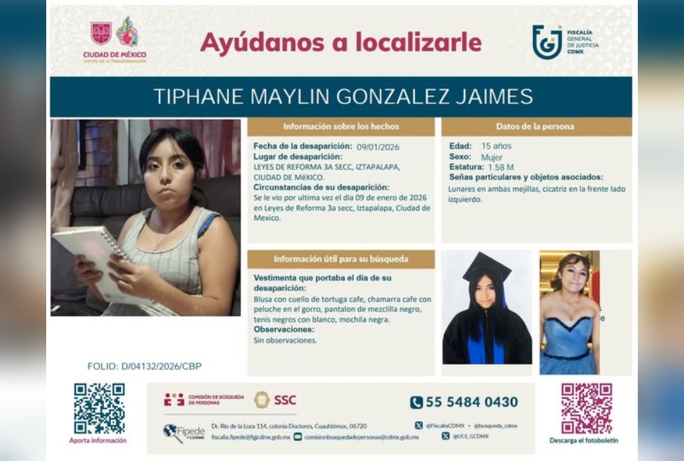 Desaparece alumna del Colegio de Bachilleres en CDMX