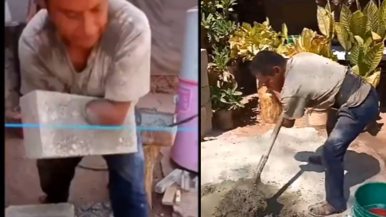 VIDEO: Albañil muestra cómo trabaja sin extremidades