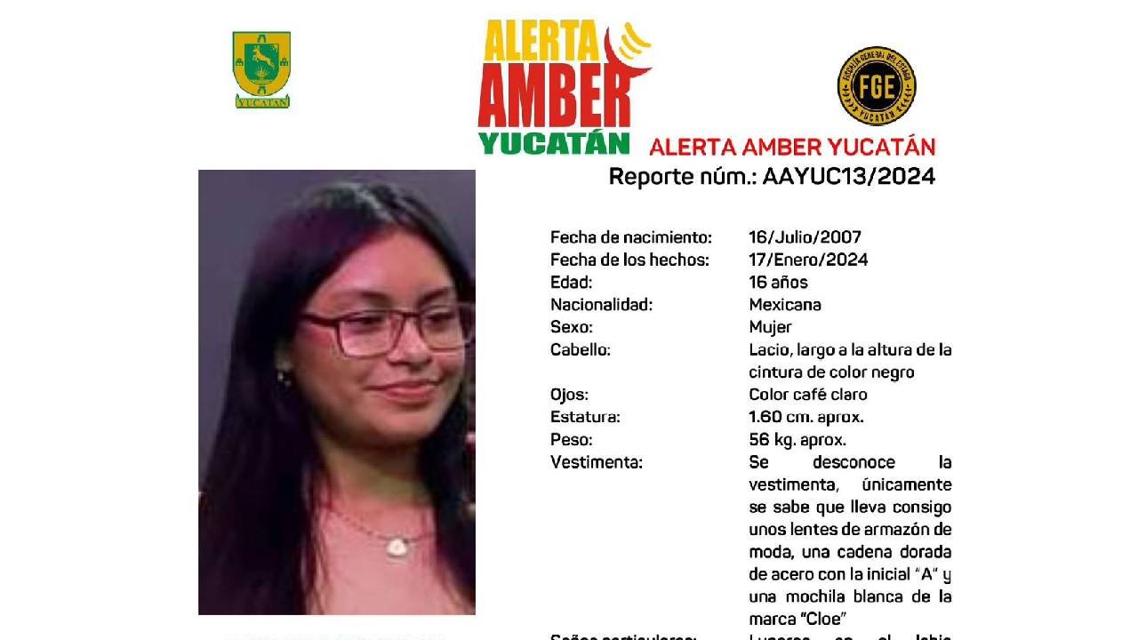 Alerta Amber en Yucatán por Andrea Yoselin May Aké de 16 años