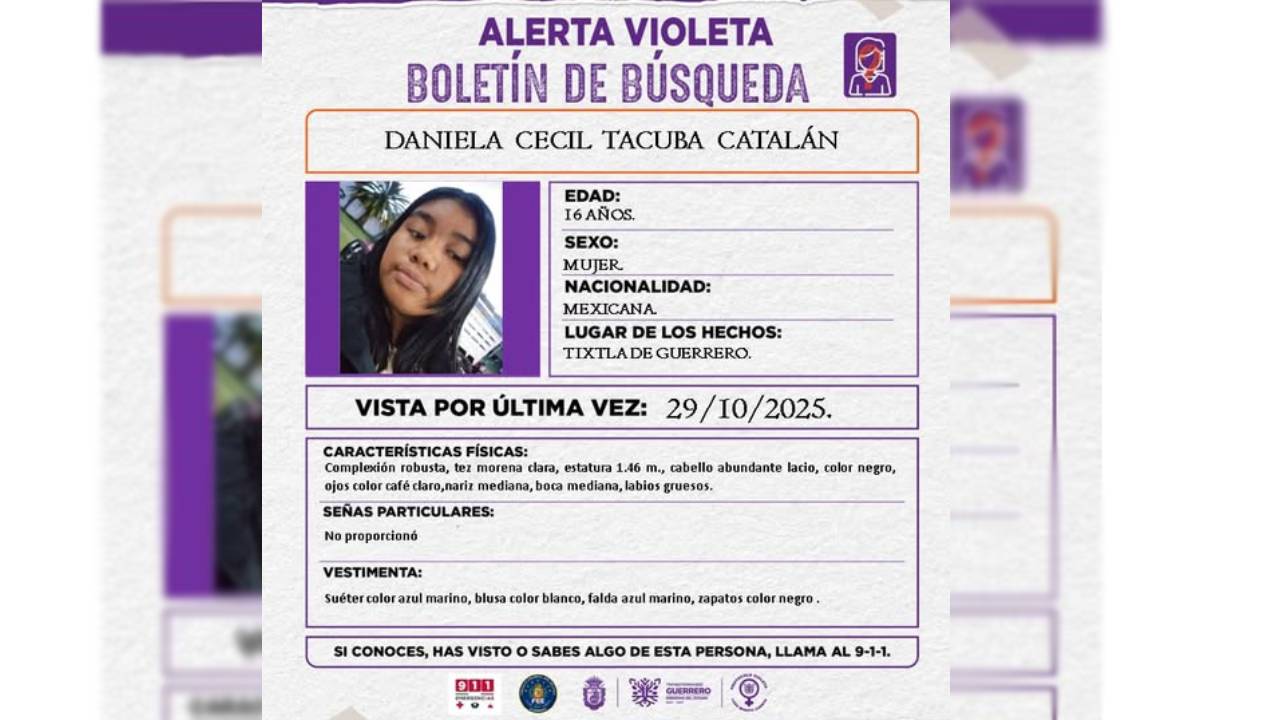Alerta Violeta: Se busca a la menor Daniela Cecil Tacuba Catalán ...