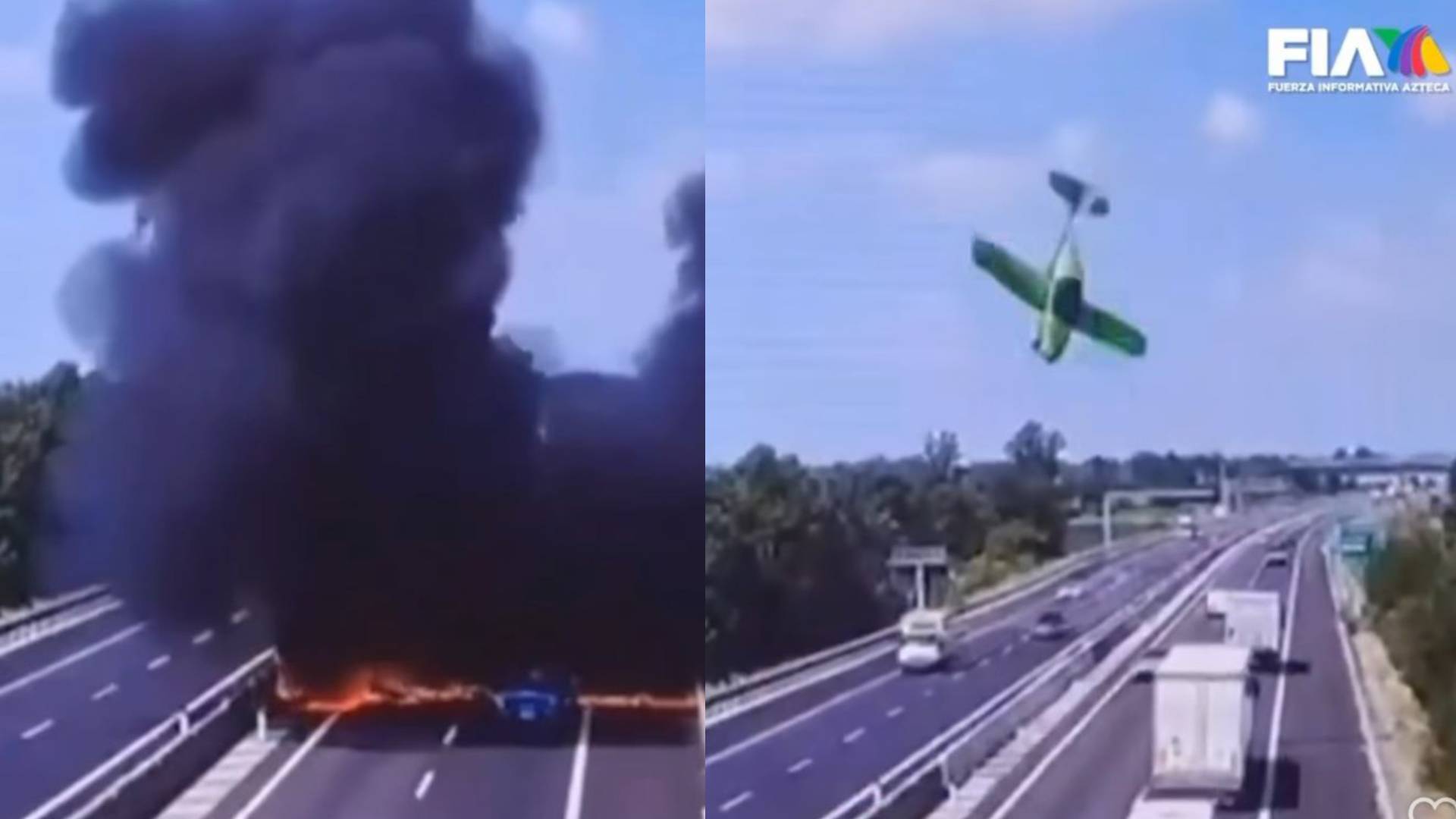 Avioneta se estrella en autopista y causa mortal explosión