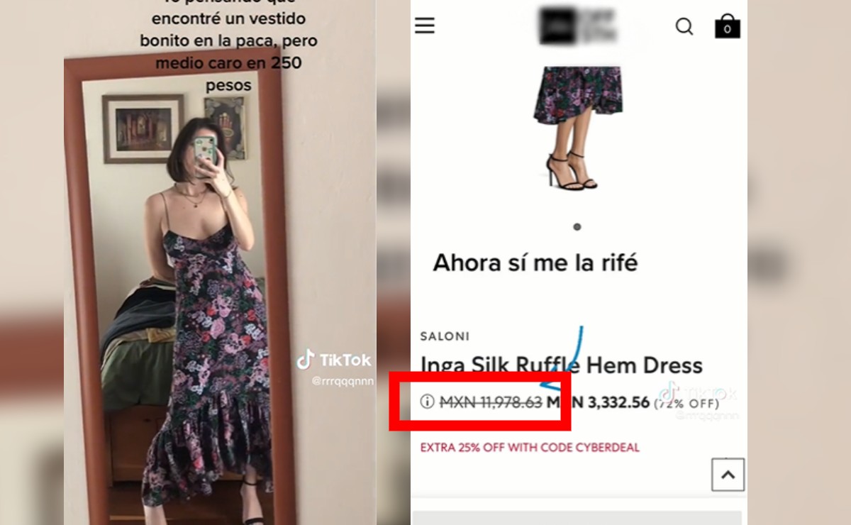 En TikTok, joven encuentra en la paca vestido de 11 MIL PESOS