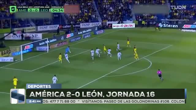 Resumen de partido América vs León jornada 16, Apertura 2025 Liga MX
