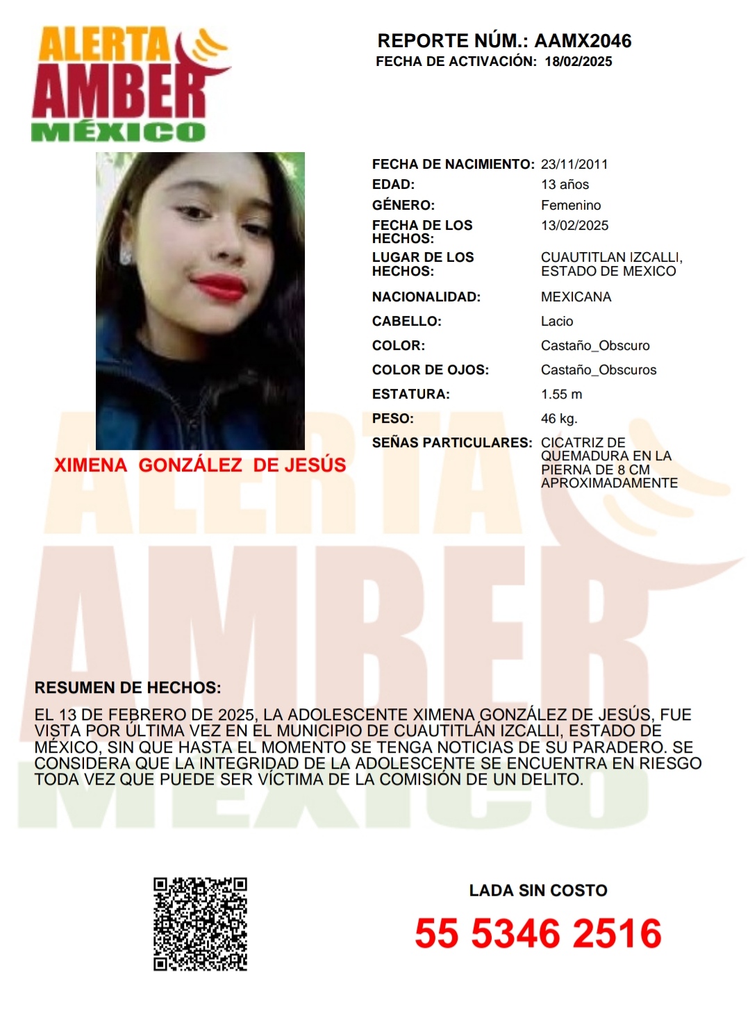 ALERTA AMBER 2025: Ximena González podría estar en Chiapas