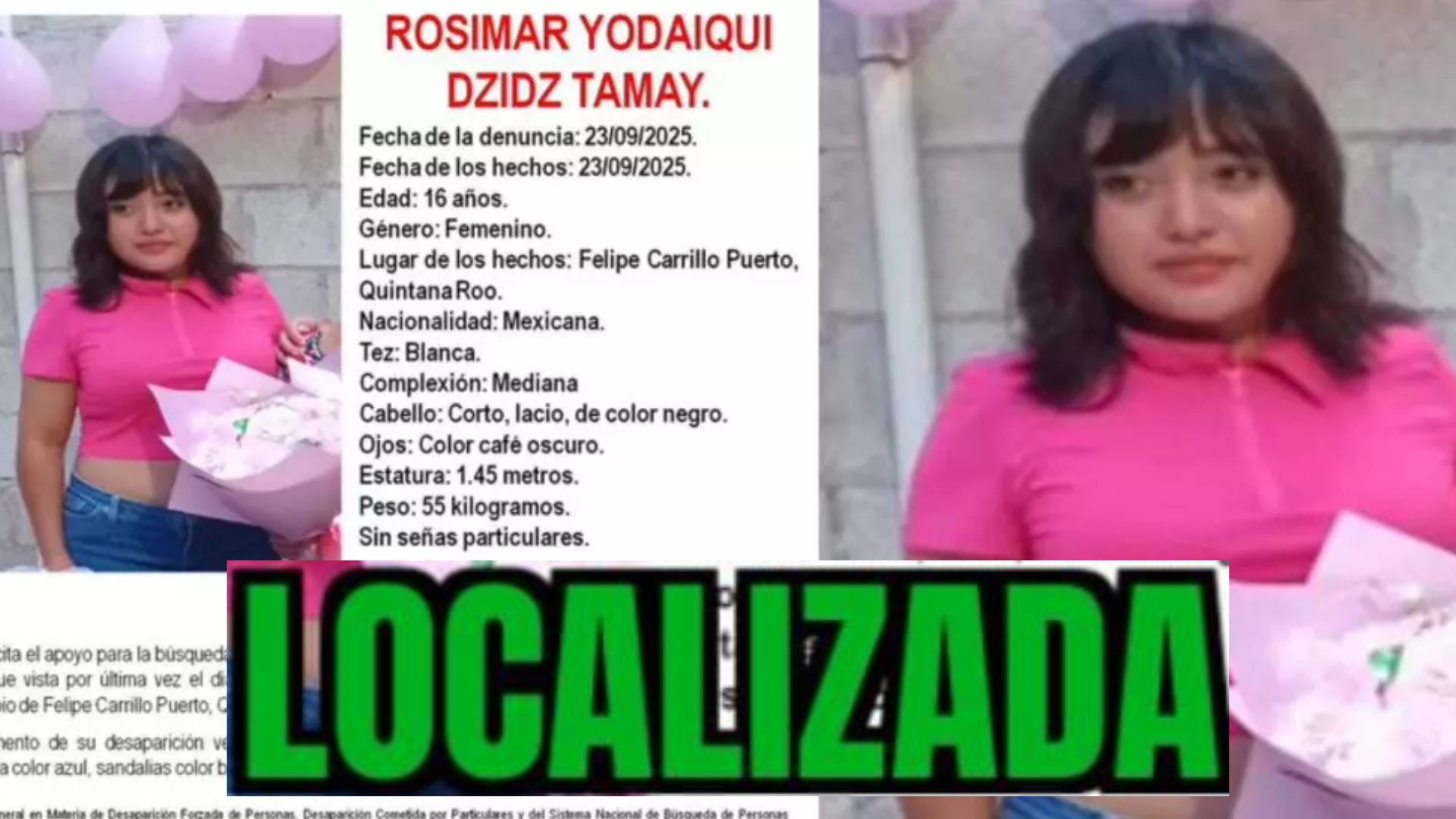Localizan con vida a Rosimar Yodaiqui Dzidz Tamay, adolescente de 16 años desaparecida en ...