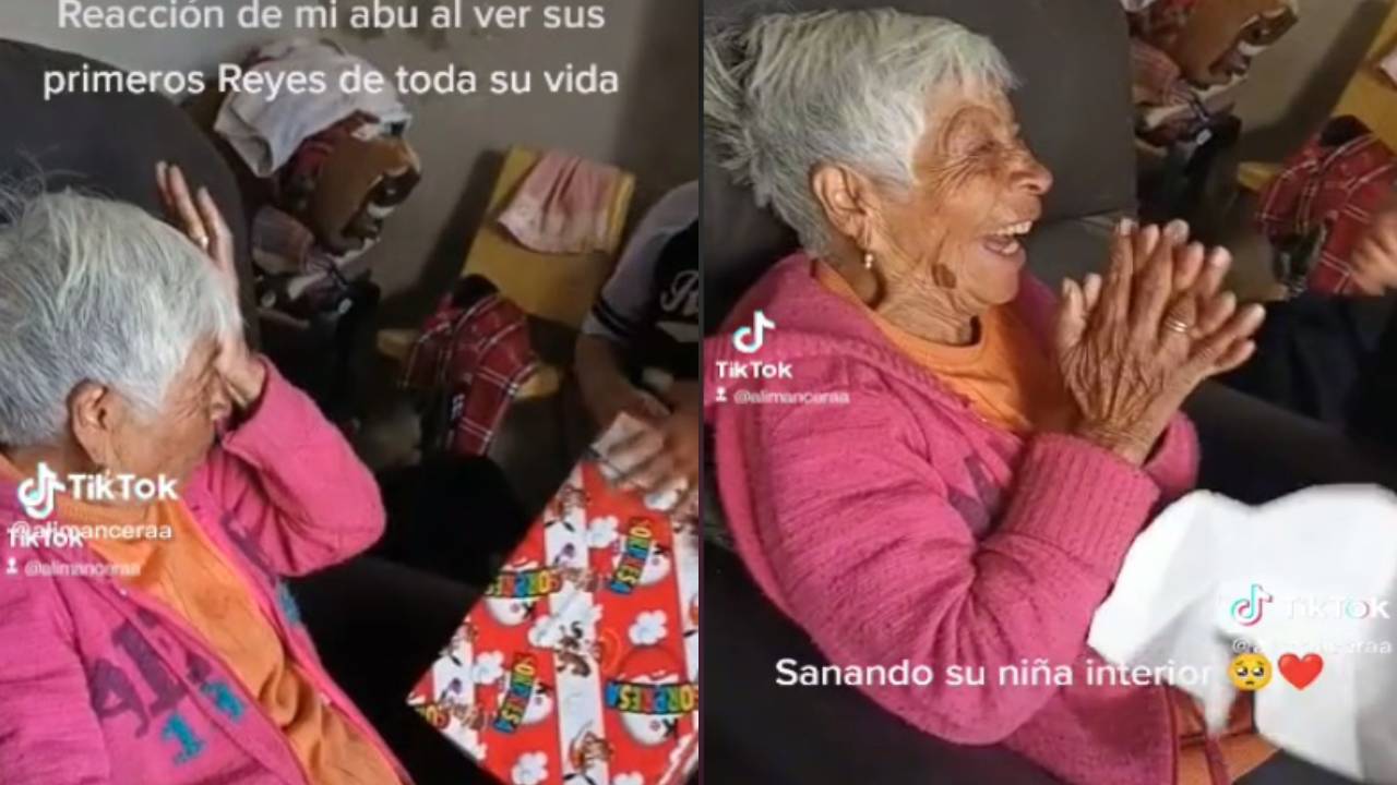 Abuelita llora al recibir por primera vez a los “Reyes Magos”