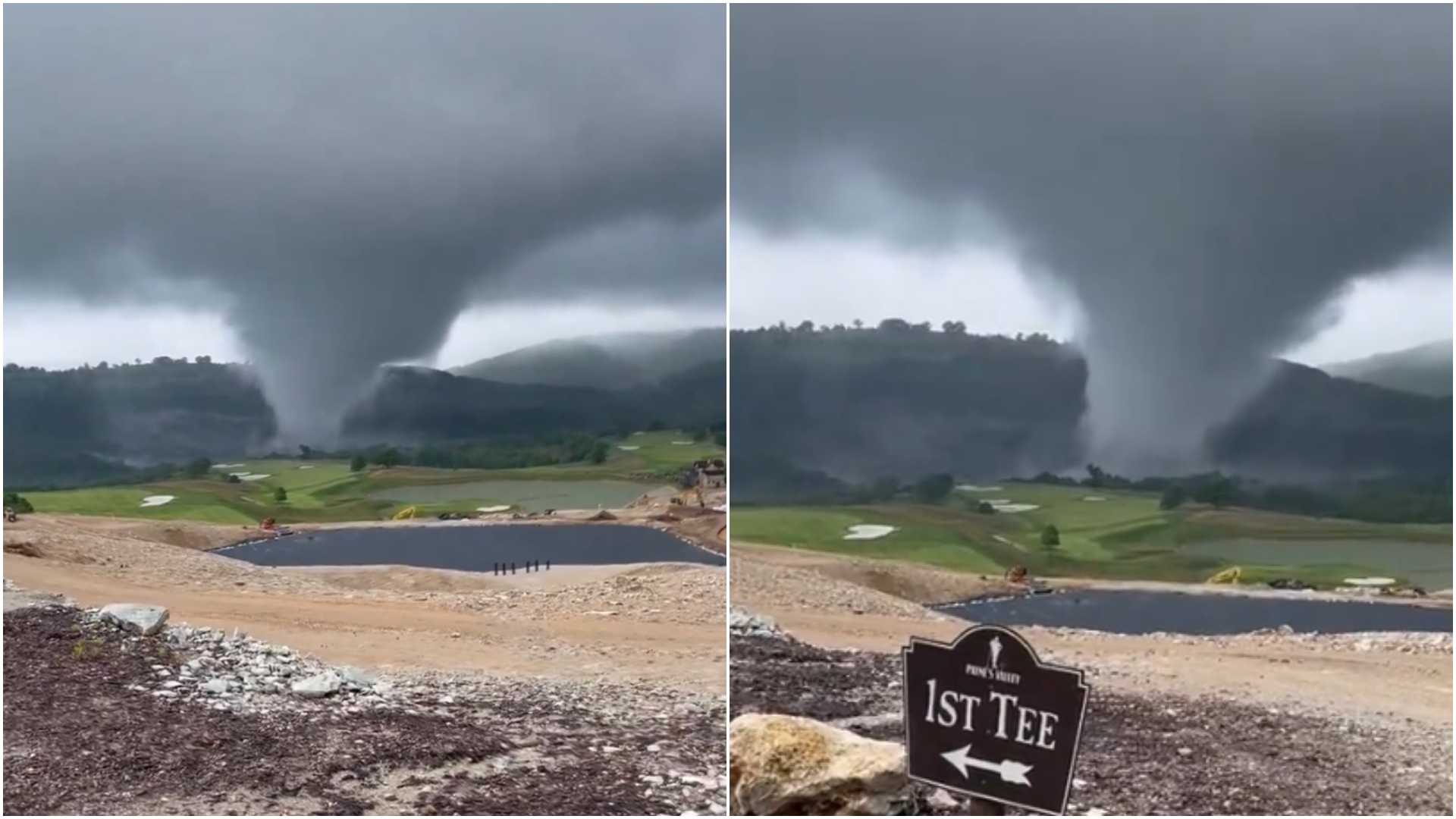 Missouri: impactante tornado en un campo de golf diseñado por Tiger Woods