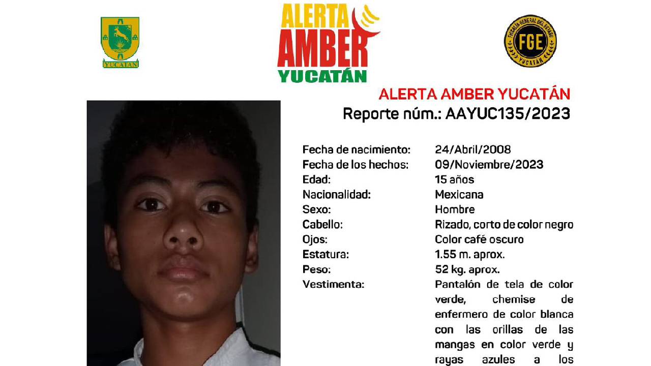 Alerta Amber en Yucatán: Helber Arael Patrón Castillo de 15 años está ...