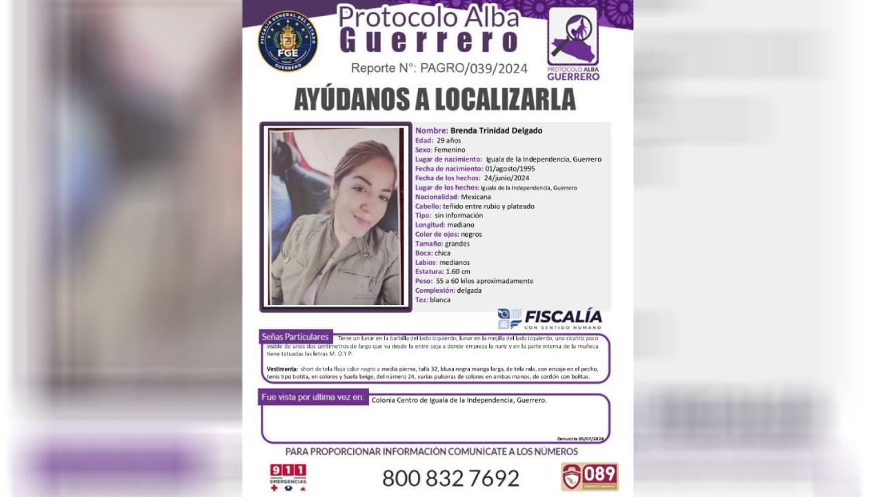 Brenda Trinidad Delgado: Activan Protocolo Alba para su localización Brenda Trinidad Delgado: Activan Protocolo Alba para su localización