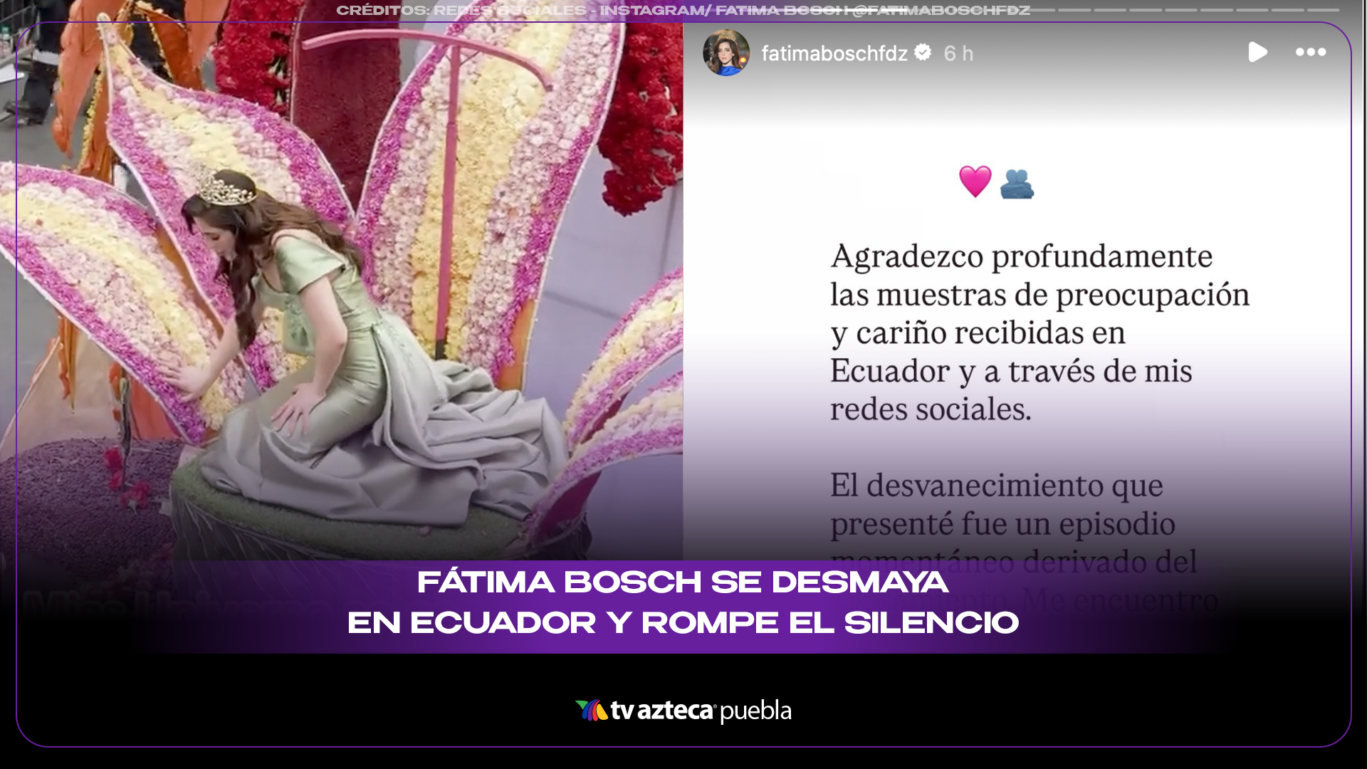 Por qué se desvaneció Fátima Bosch en Ecuador y qué dijo