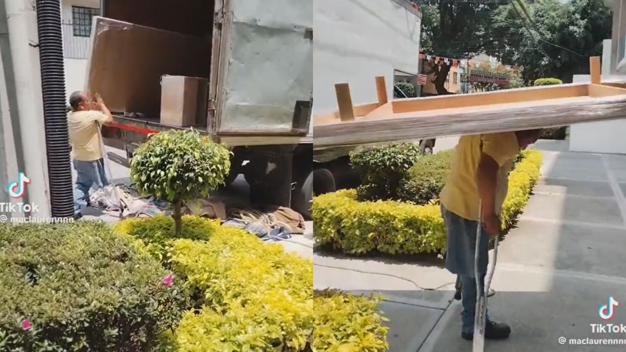 VIDEO: Abuelito sin una pierna trabaja de mudancero y se hace viral