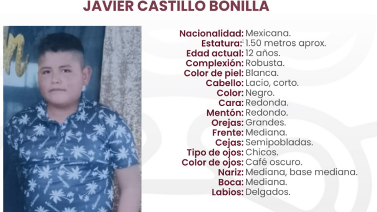 Javier Castillo Bonilla, tiene 12 años y fue reportado como ...