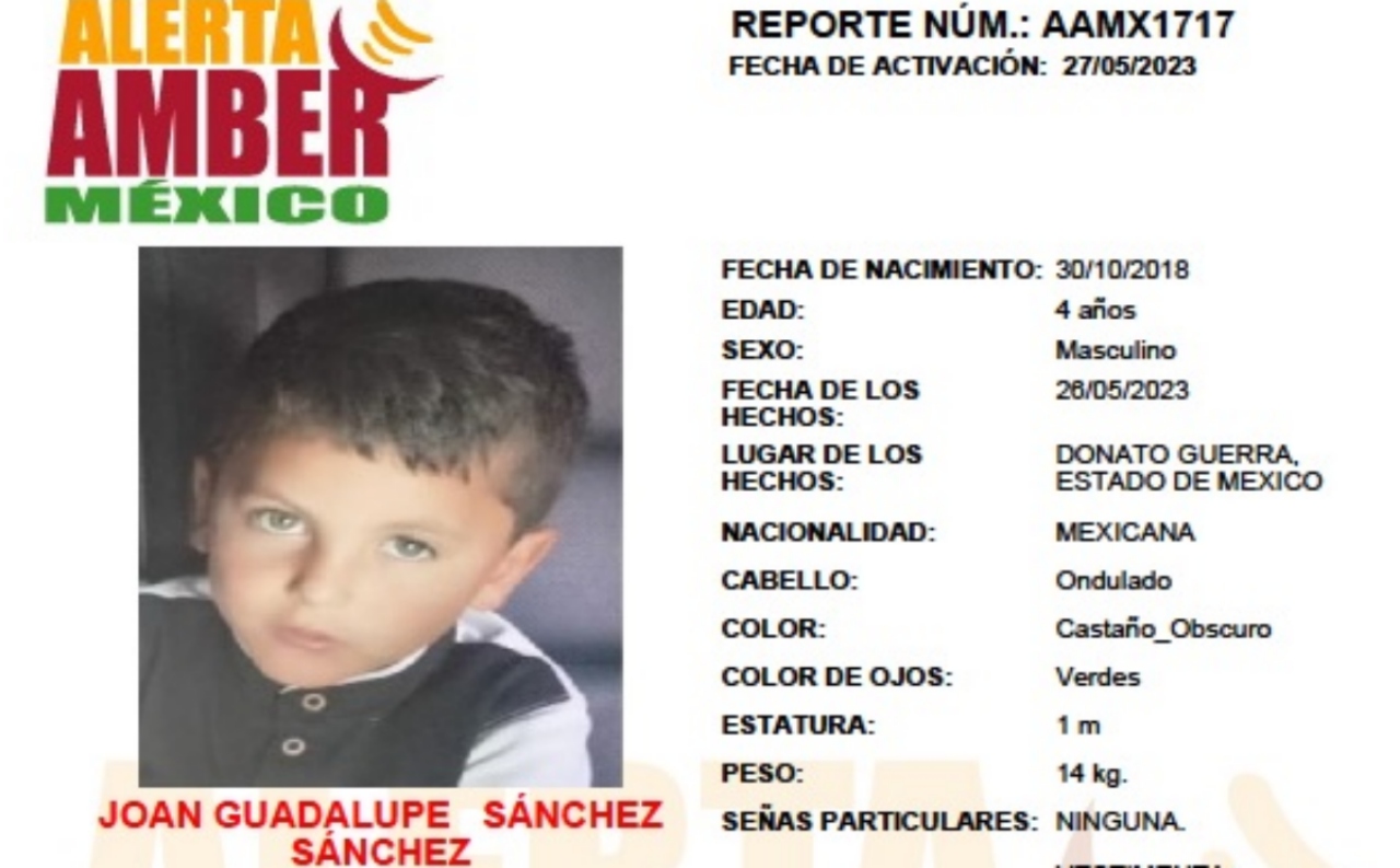 ALERTA AMBER para localizar a Joan Sánchez en el Edomex