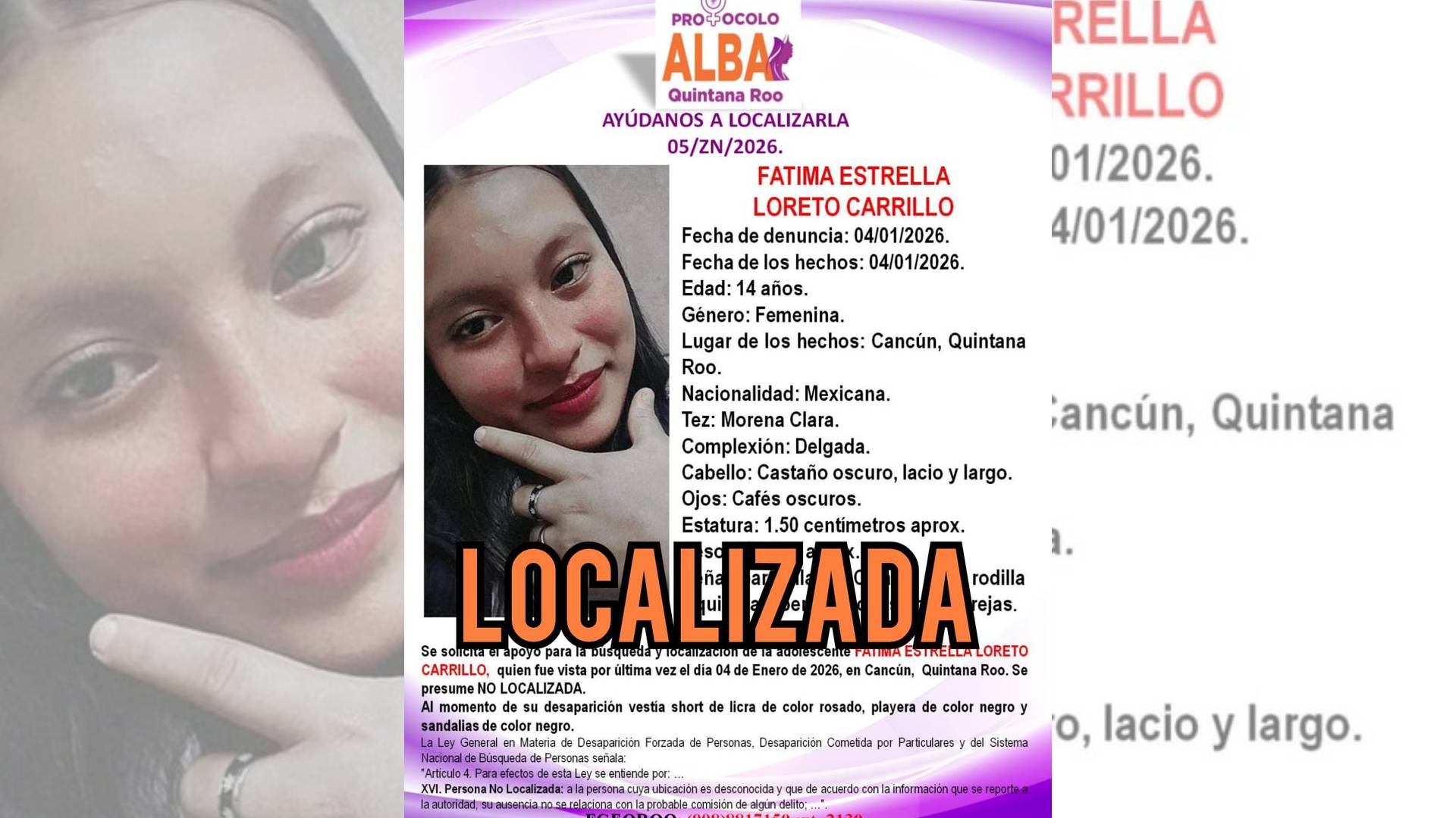 ¡CONFIRMADO! Localiza a Fatima Estrella Loreto Carrillo había desaparecido en Cancún desde ...