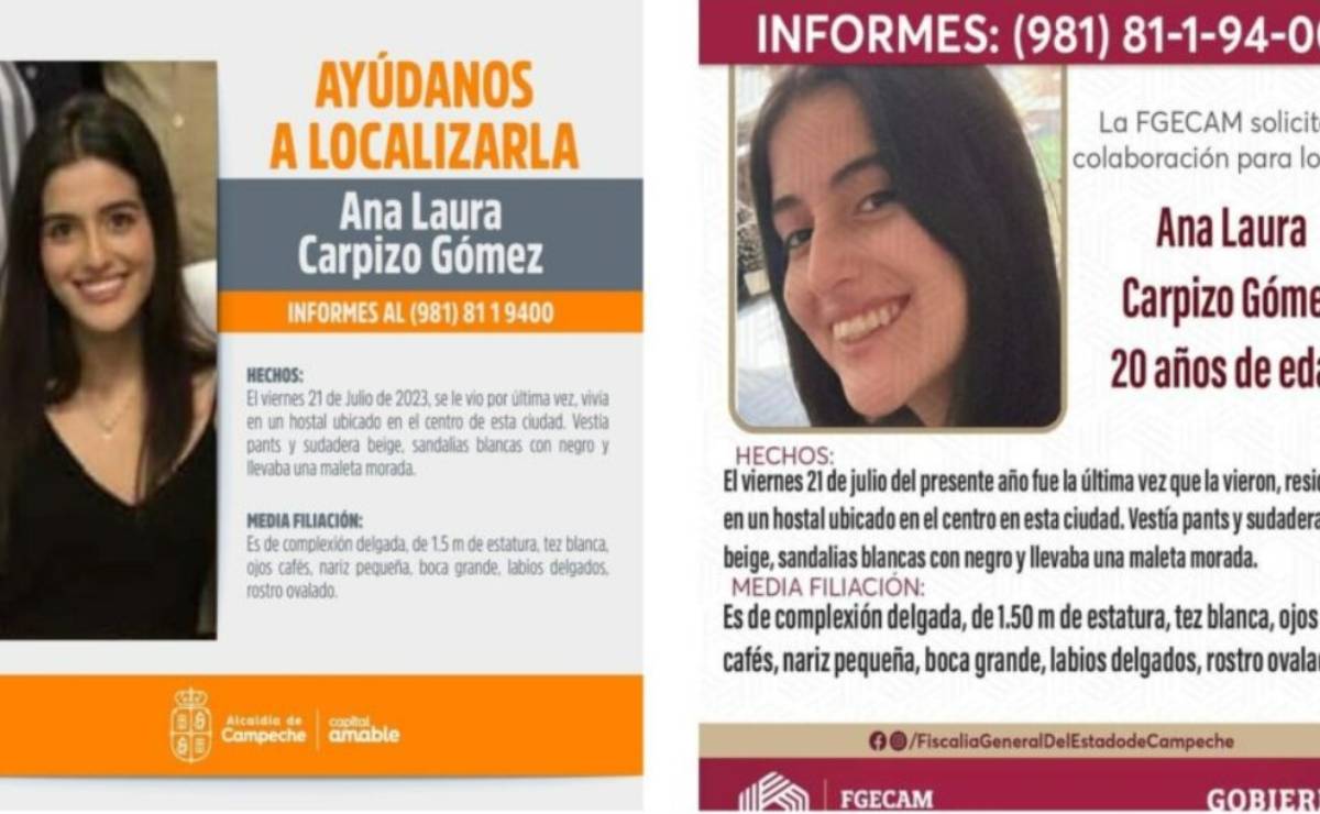 Piden ayuda para localiza a Ana Laura, joven desaparecida en Campeche