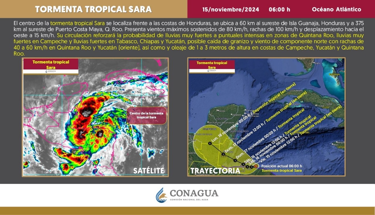CNPC pide medidas preventivas por tormenta tropical Sara