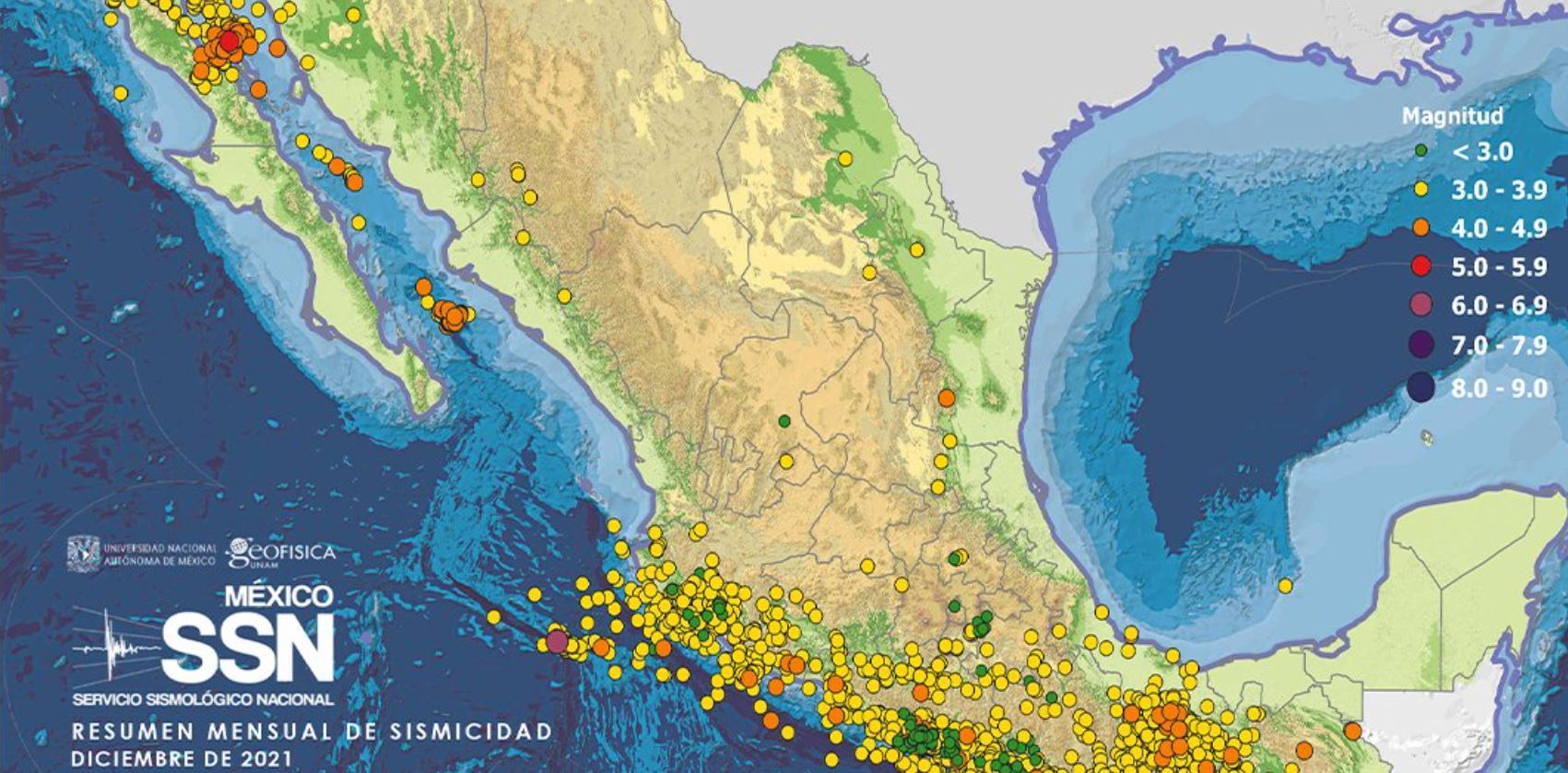 Se registraron casi 3 mil sismos en México, en diciembre 2021: SSN