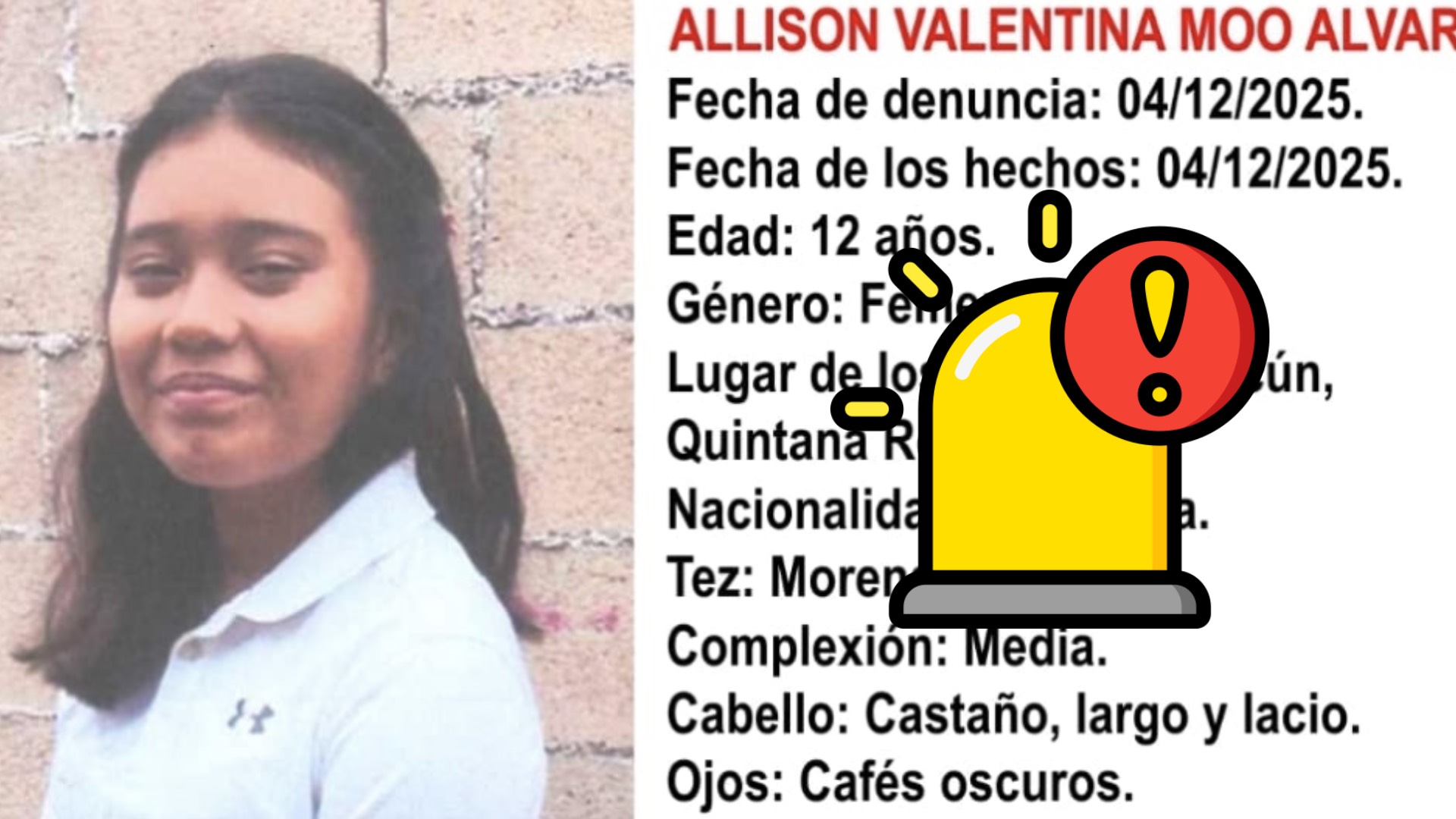 Terminó la búsqueda: Localizan a Allison Valentina Moo Álvaro, menor de ...