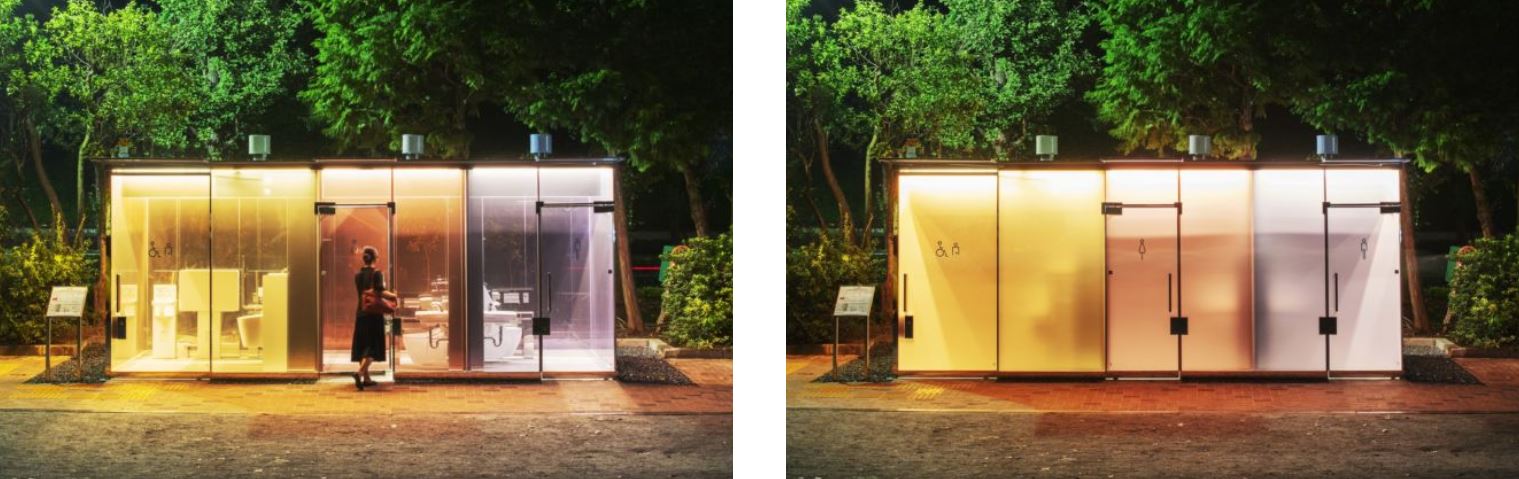 VIDEO: Baños públicos transparentes, nueva atracción en Tokio
