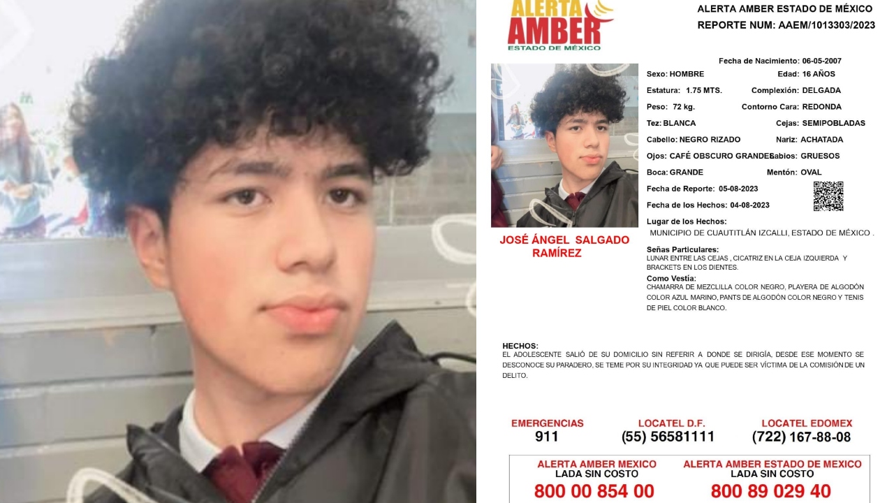 ALERTA AMBER para hallar a José Ángel Salgado en Edomex