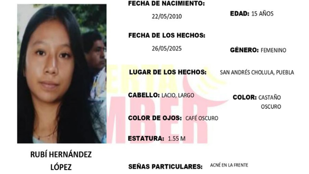 Desaparece quinceañera Rubí Hernández López en San Andrés Cholula, Puebla