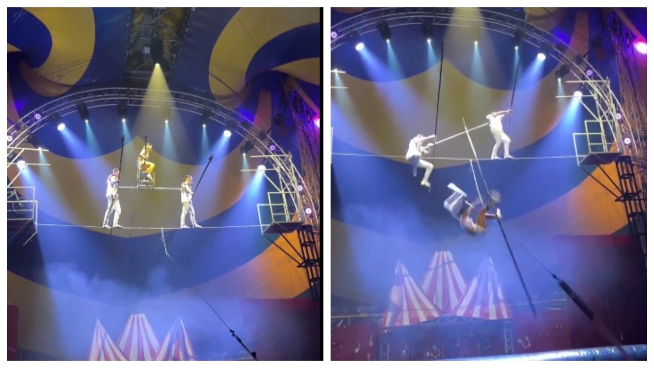 Acróbata sufrió trágica caída tras caer de cuerda floja en función de circo