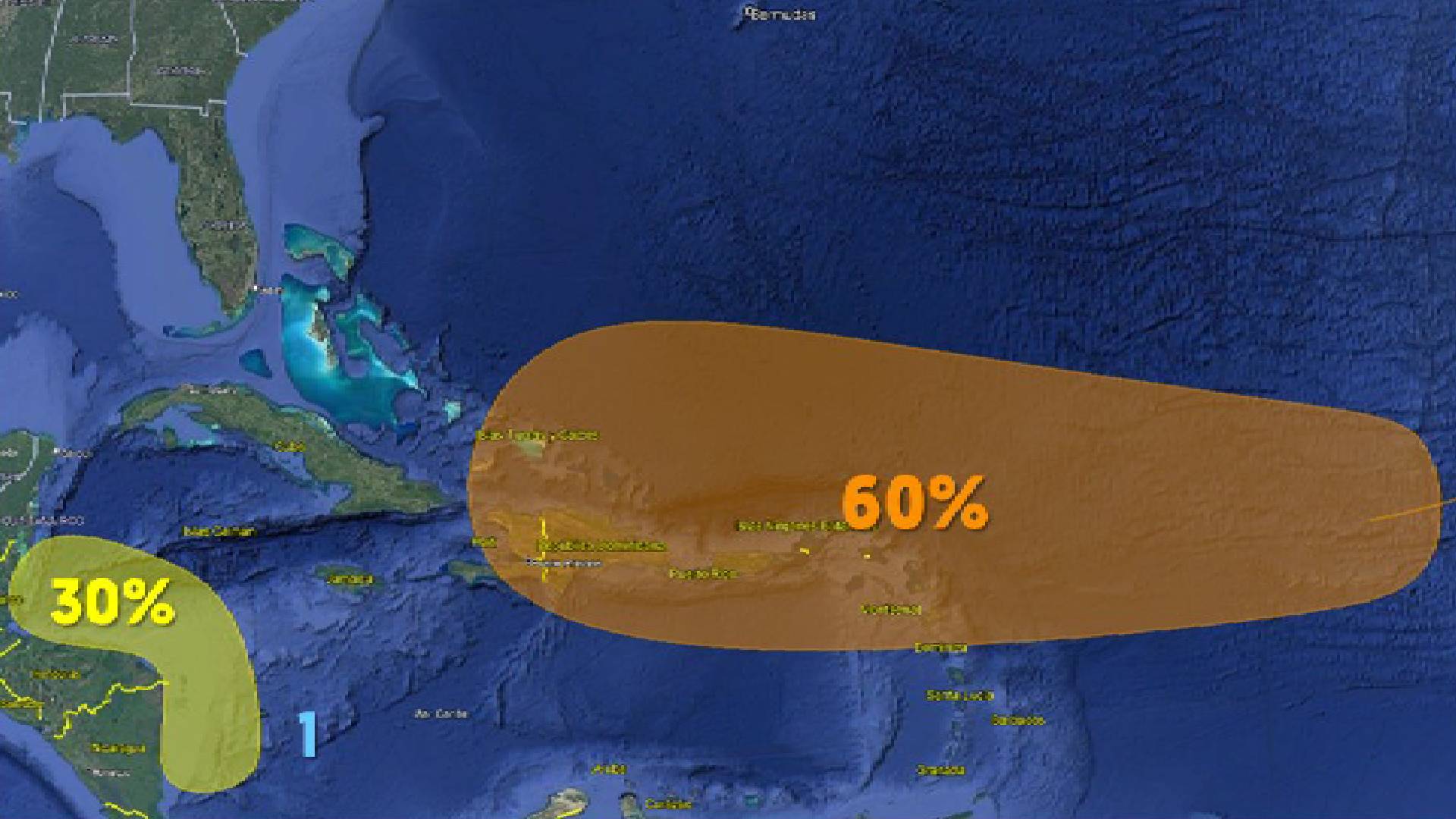 Zona de baja presión AUMENTA su probabilidad de desarrollo ciclónico en el Atlántico