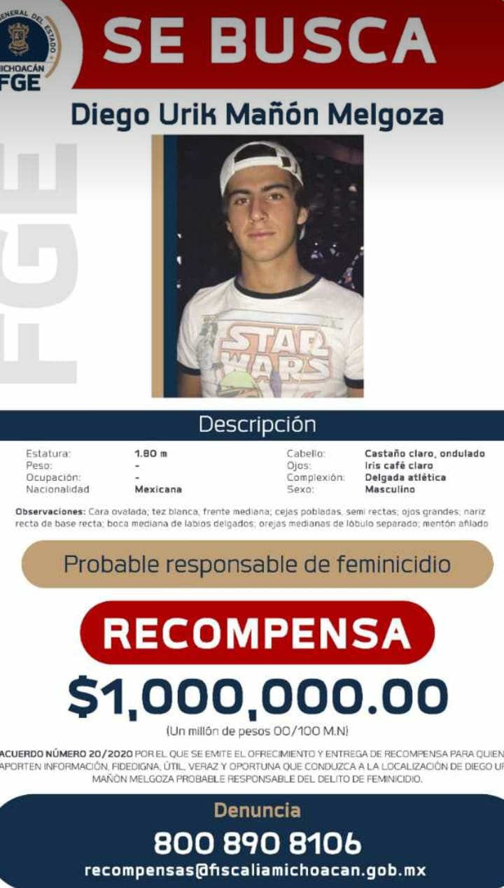 Ofrece un millón de pesos por Diego "N", presunto asesino de Jessica