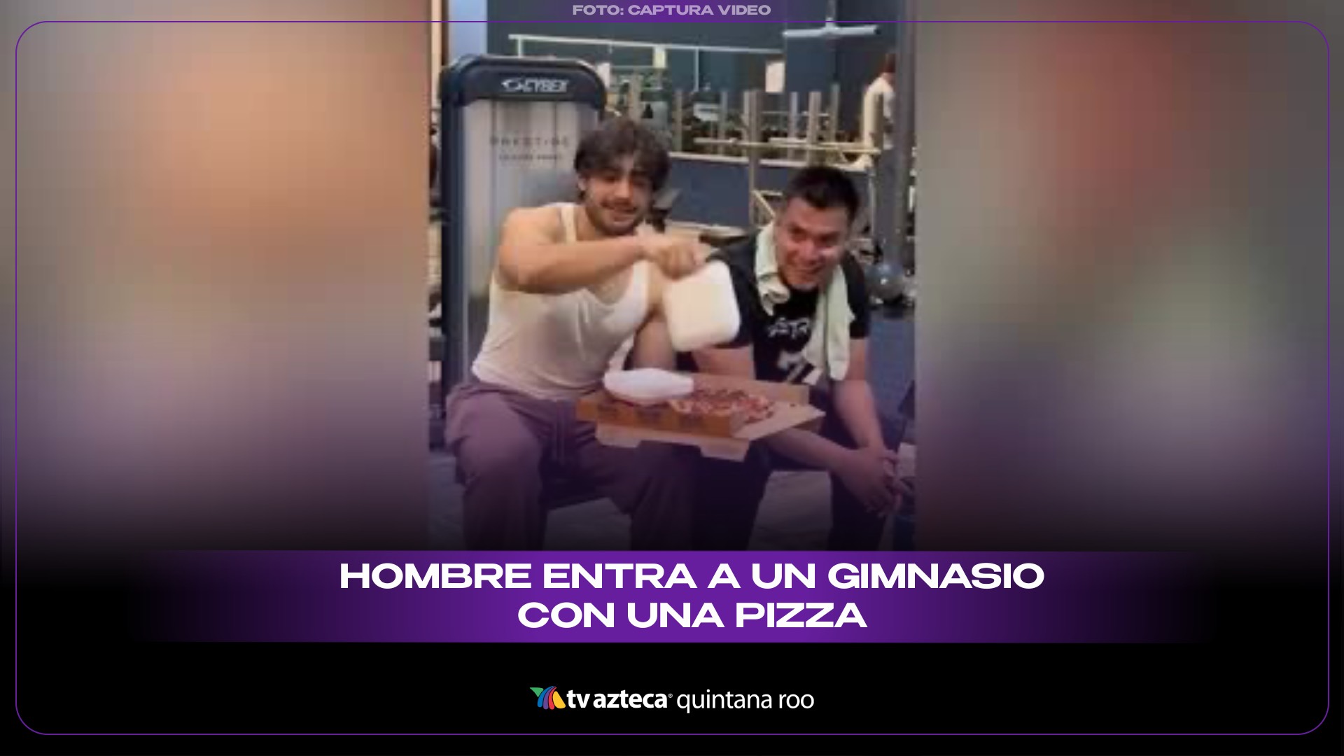 Entra al gimnasio con una pizza y termina antojando a todos los presentes