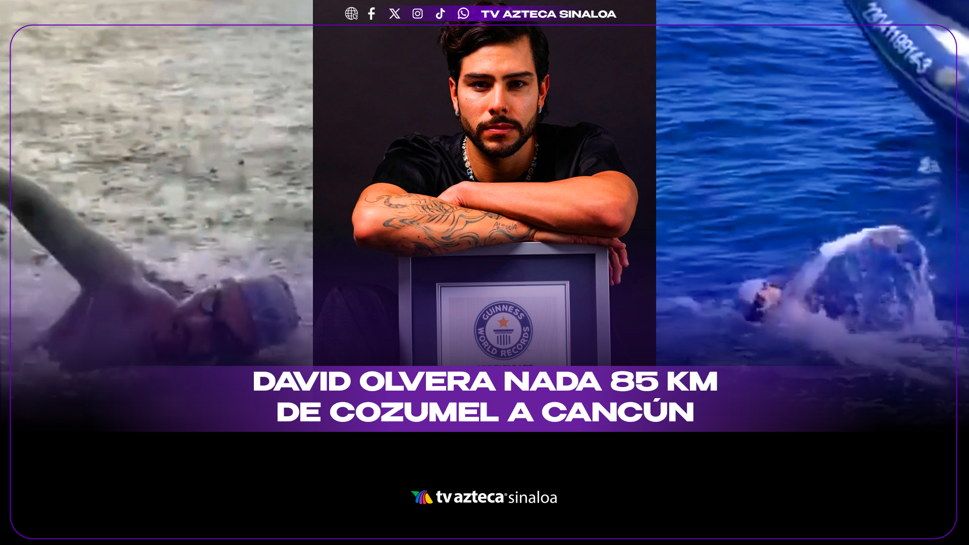 David Olvera nada 85 KM de Cozumel a Cancún, haciendo récord nacional ...