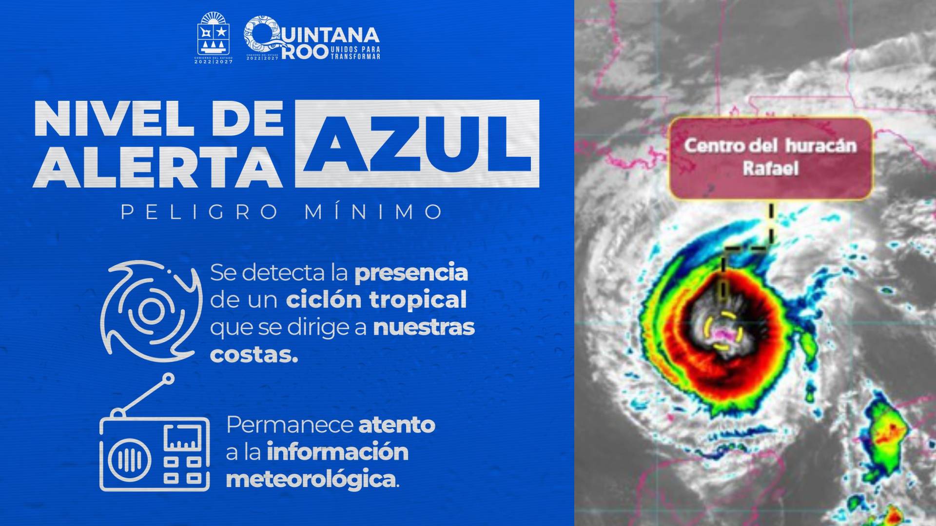 Huracán Rafael: Zonas de Quintana Roo en Alerta Azul por cercanía