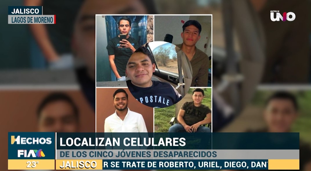 Localizan celulares de los cinco jóvenes desaparecidos en Lagos de Moreno