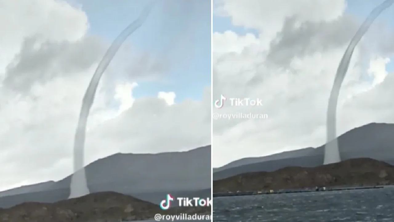 Captan tromba marina muy alta en laguna peruana