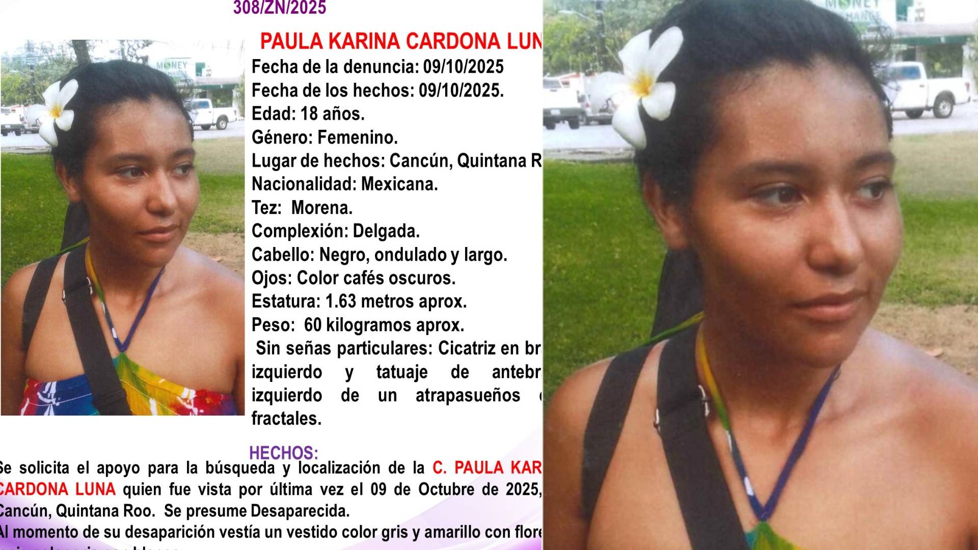 Reportan la desaparición de Paula Karina Cardona Luna, mujer de 18 años ...