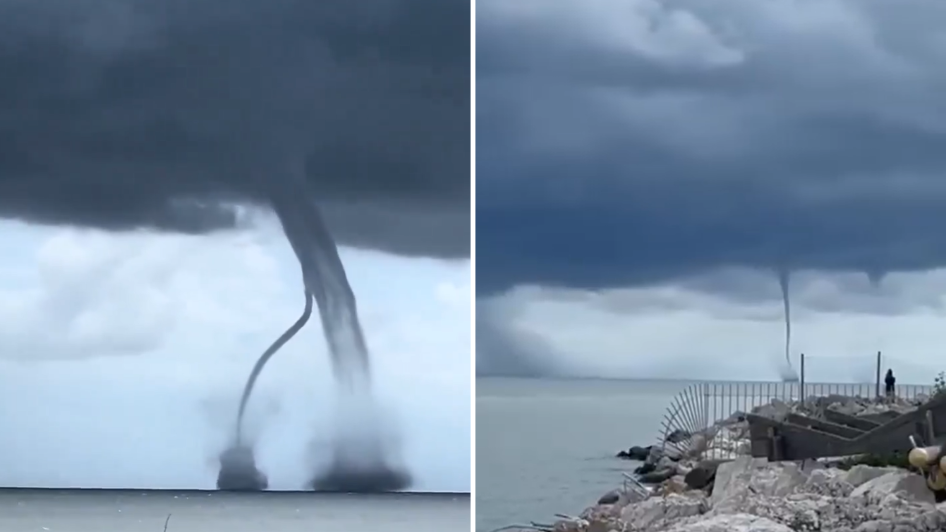 VIDEO Trombas marinas en Italia: captan impresionante fenómeno frente a la costa