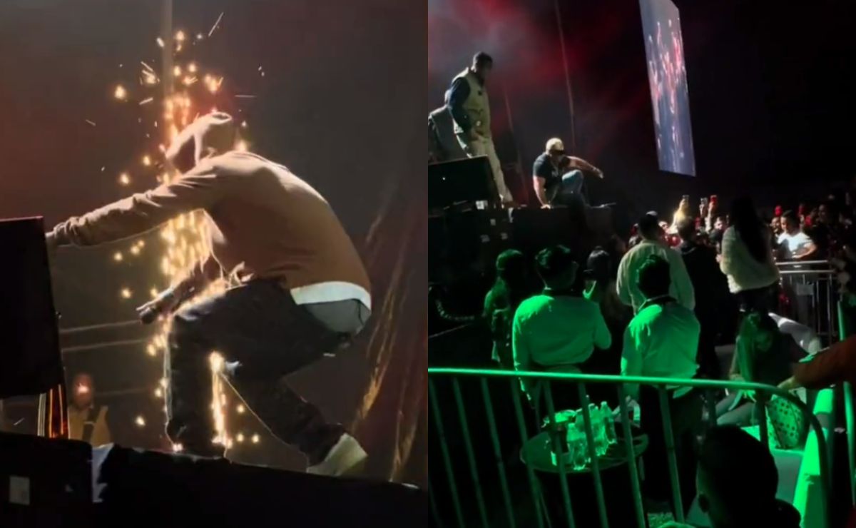 VIDEO: Brutal caída de Natanael Cano durante su concierto en Toluca, Edomex